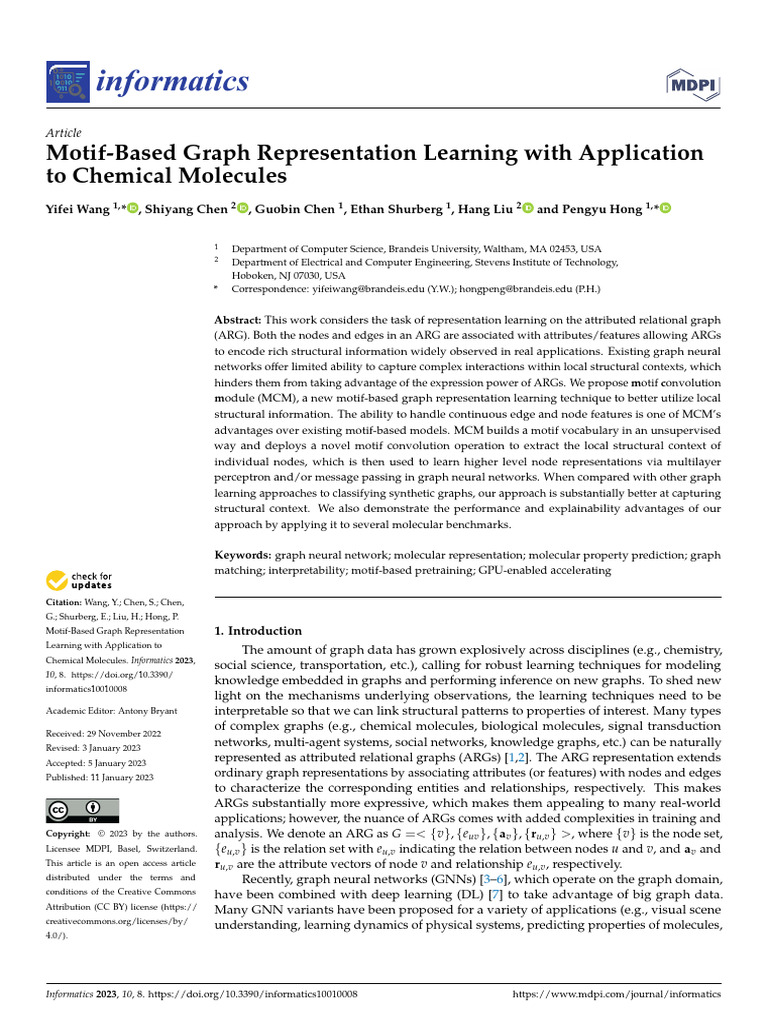 Motif Based Graph Representation Learnin | PDF