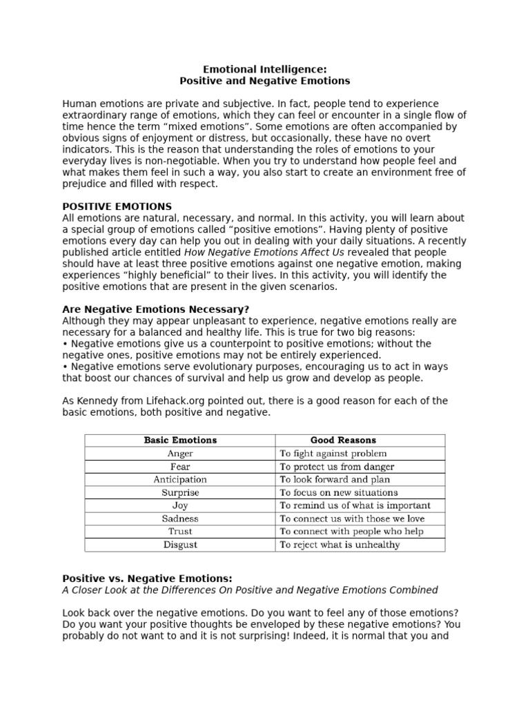 Understanding Positive and Negative Emotions | PDF | Anger | Emotions