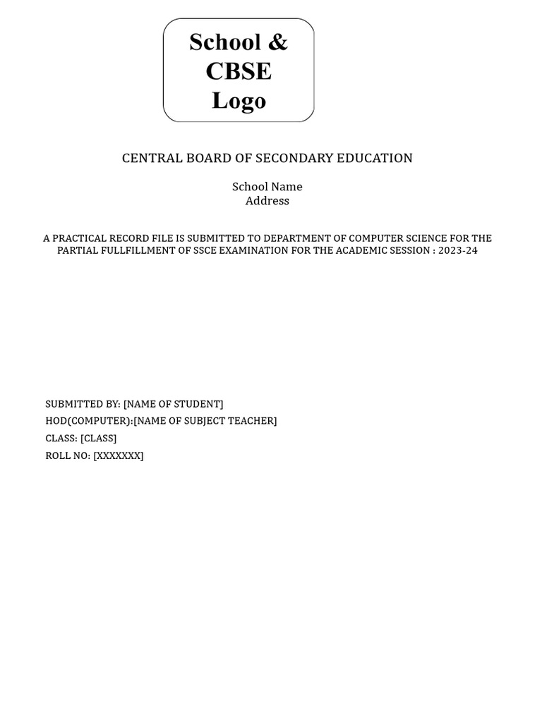 Initial Pages Practical File 2023-24 | PDF | Parameter (Computer Programming) | Comma Separated ...