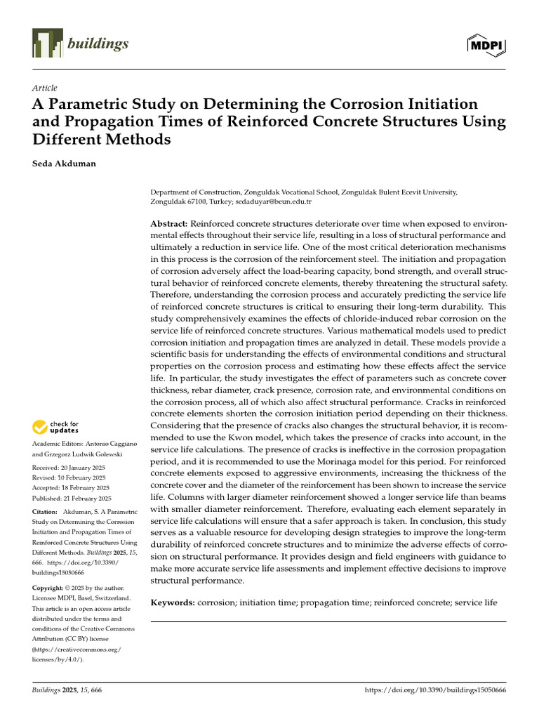 A Parametric Study on Determining the Corrosion Initiation | PDF ...
