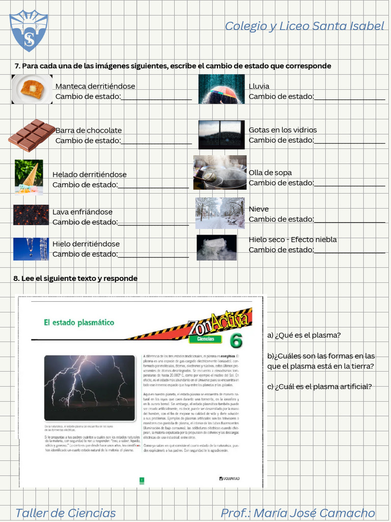 Estados de La Materia y Cambios de Estado Form VI y 7° | PDF