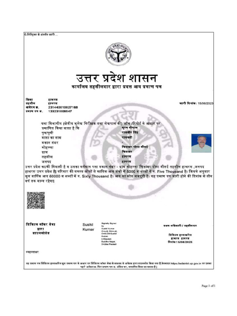 Income Certificate | PDF