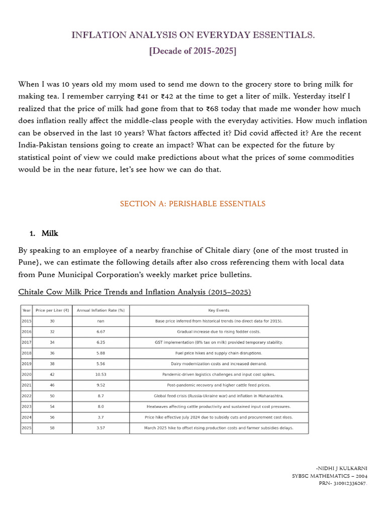 Inflation Analysis On Everyday Essential1 | PDF | Inflation | Prices