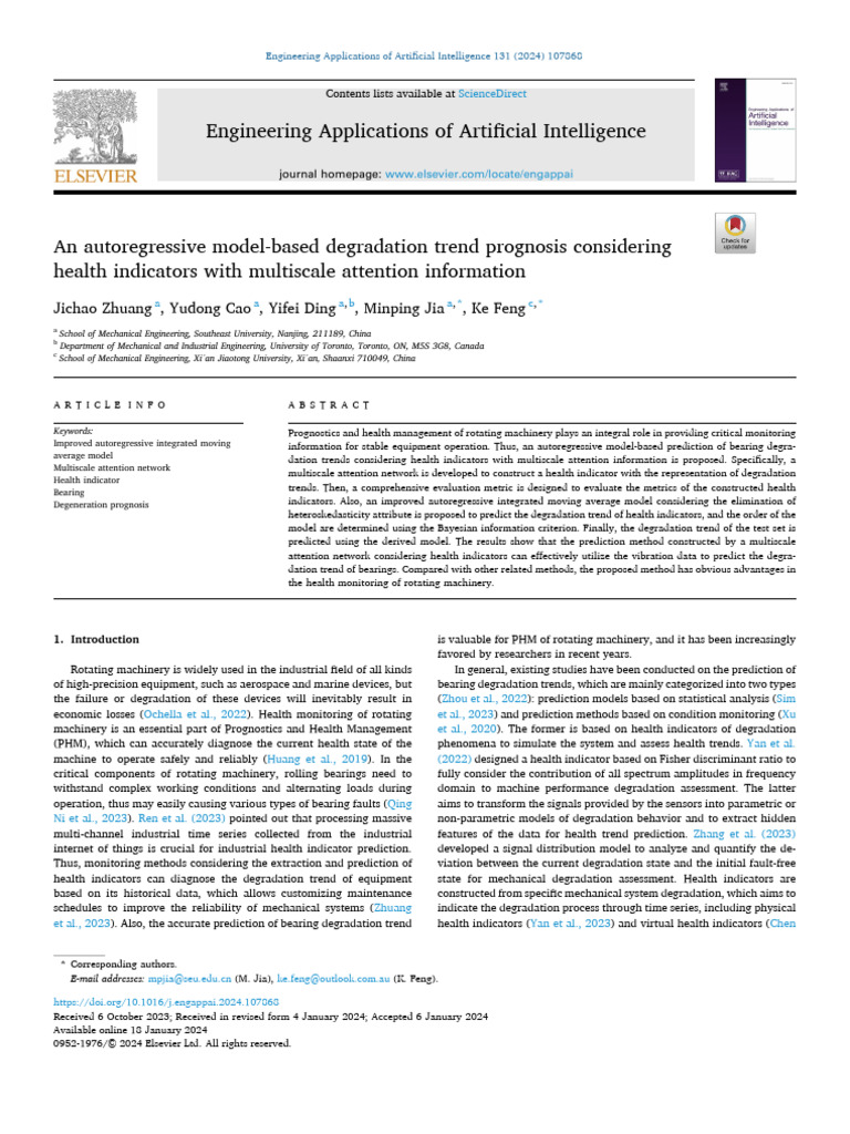 An Autoregressive Model-Based Degradation Trend Prognosis Considering ...