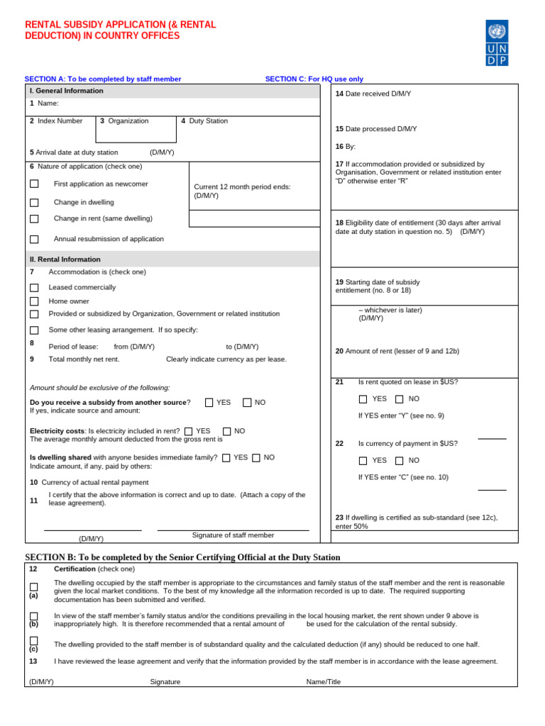 Rental Subsidy Application Form | PDF | Renting | Lease