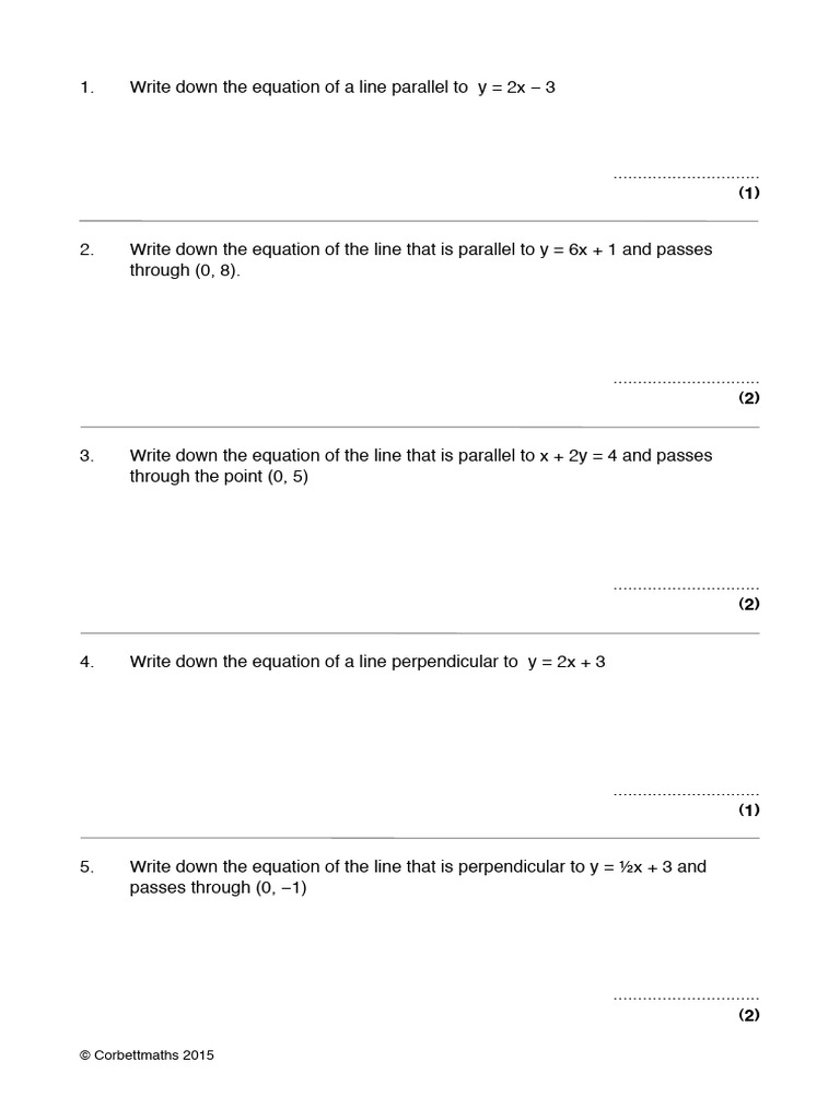 Parallel Perpendicular Linear Graphs PDF | PDF | Line (Geometry ...