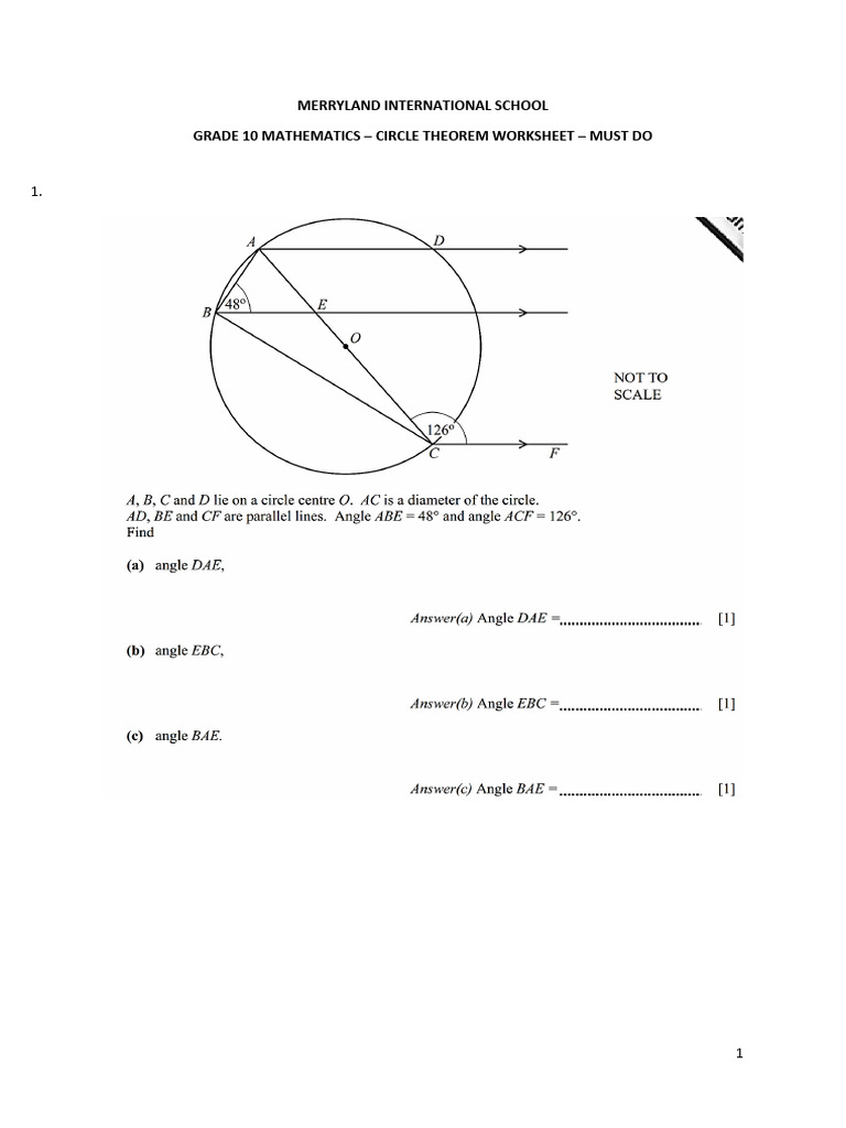 Circle Theorems Extra Worksheet Pdf