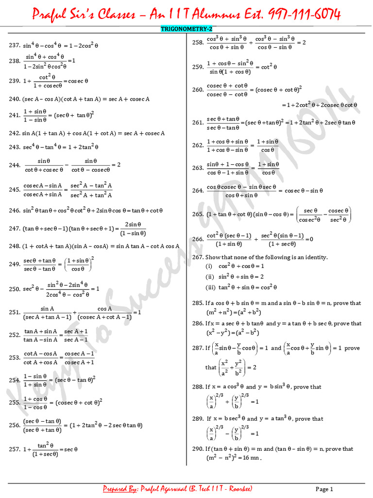Class 10 Trigonometry 2026 Assignment 2 | PDF | Trigonometry | Triangle Geometry