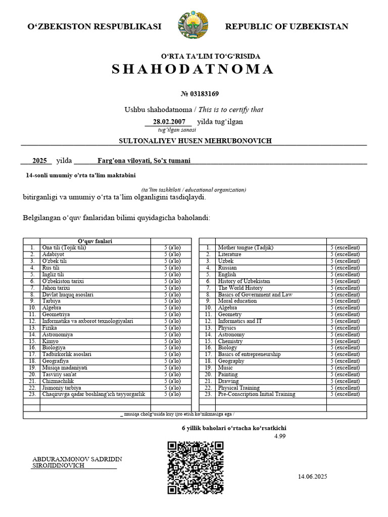 Husen Sultonaliyev Mehrubonovich | PDF | Chess Theory | Chess