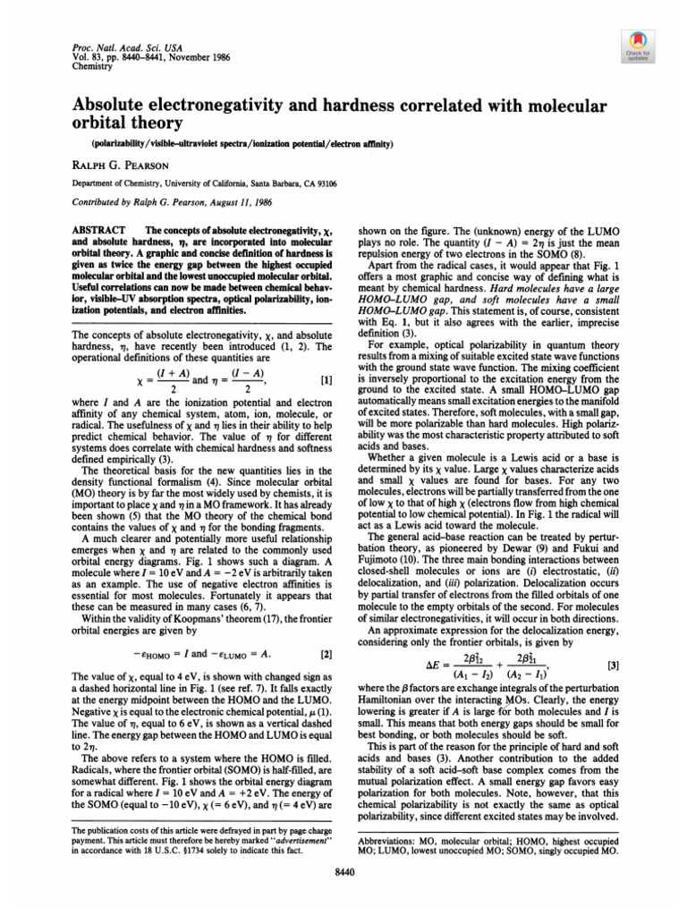 Absolute Electronegativity and Hardness Correlated With Molecular ...