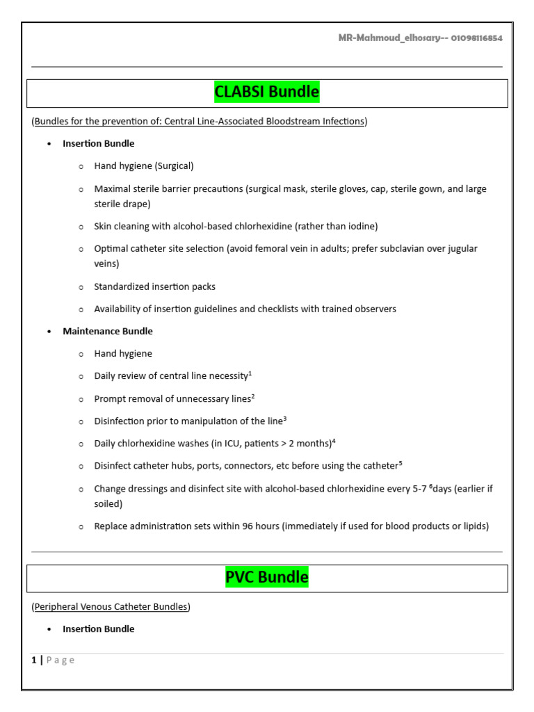 Infection Prevention Bundles Overview | PDF | Surgery | Medicine