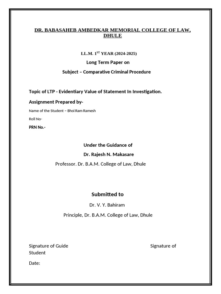 LTP of Evidence of Statement in Investigation | PDF | Confession (Law ...