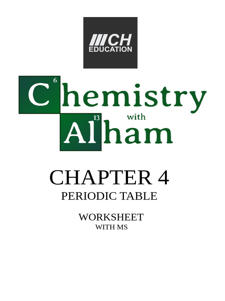 Chapter 4 Periodic Table Worksheet | PDF | Argon | Periodic Table