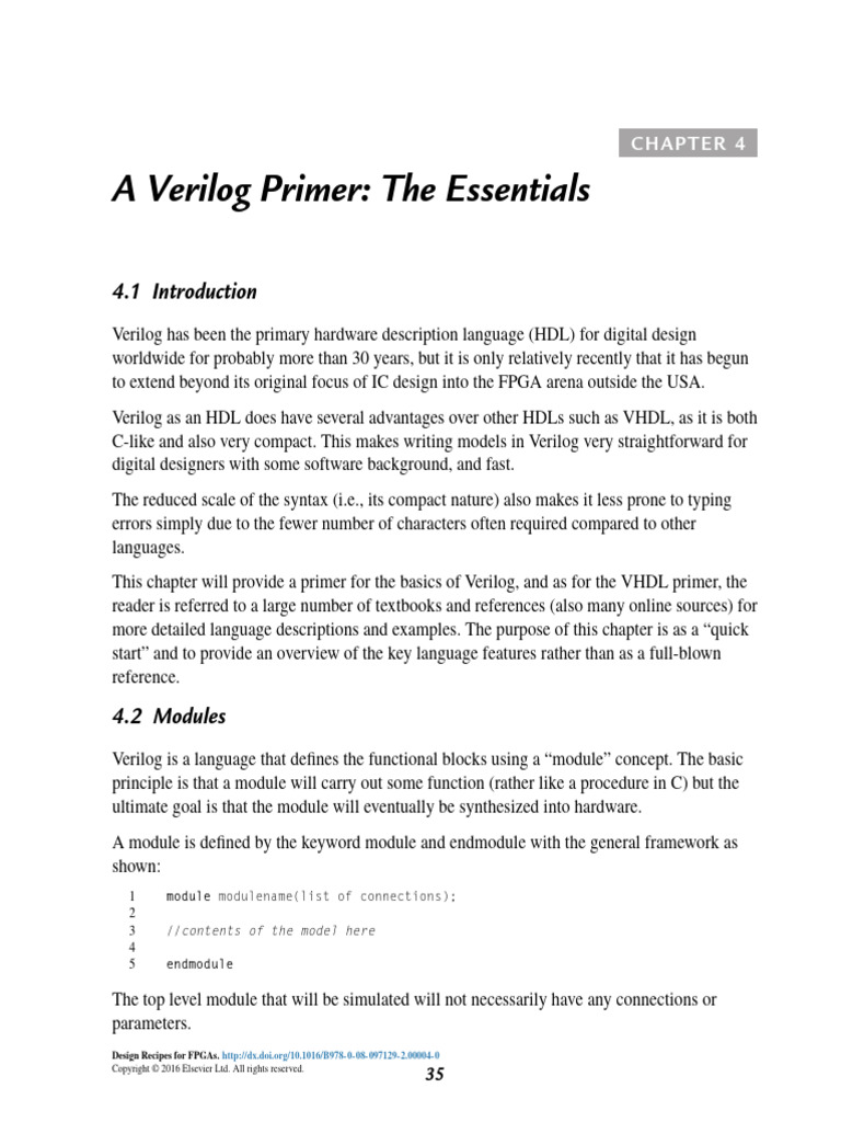 Chapter 4 A Verilog Primer The Essentials - 2016 - Design Recipes For FPGAs Second Edition | PDF ...