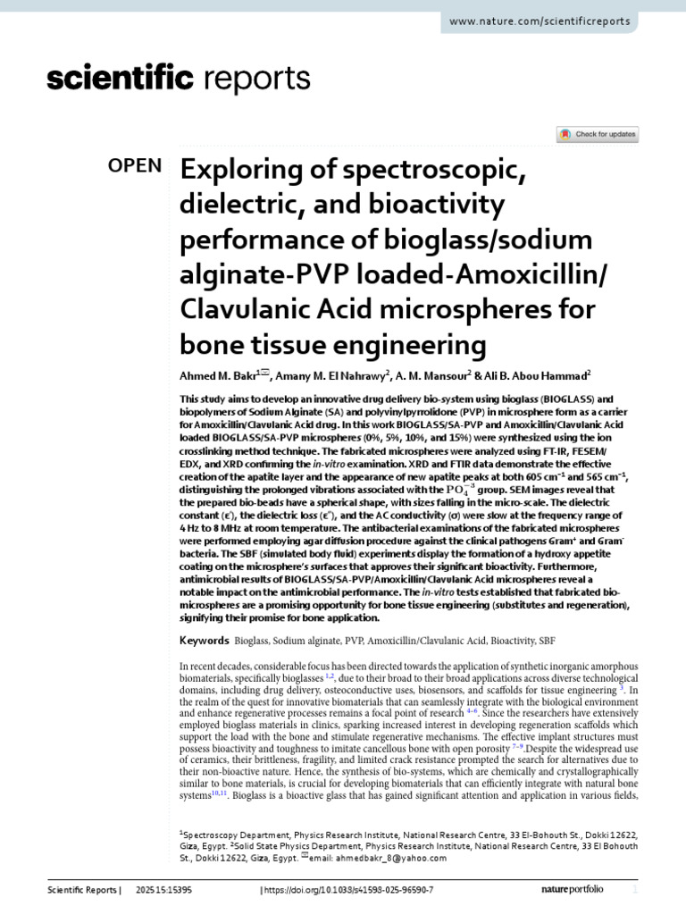 Bioglass Microspheres for Bone Engineering | PDF | Biomaterial ...