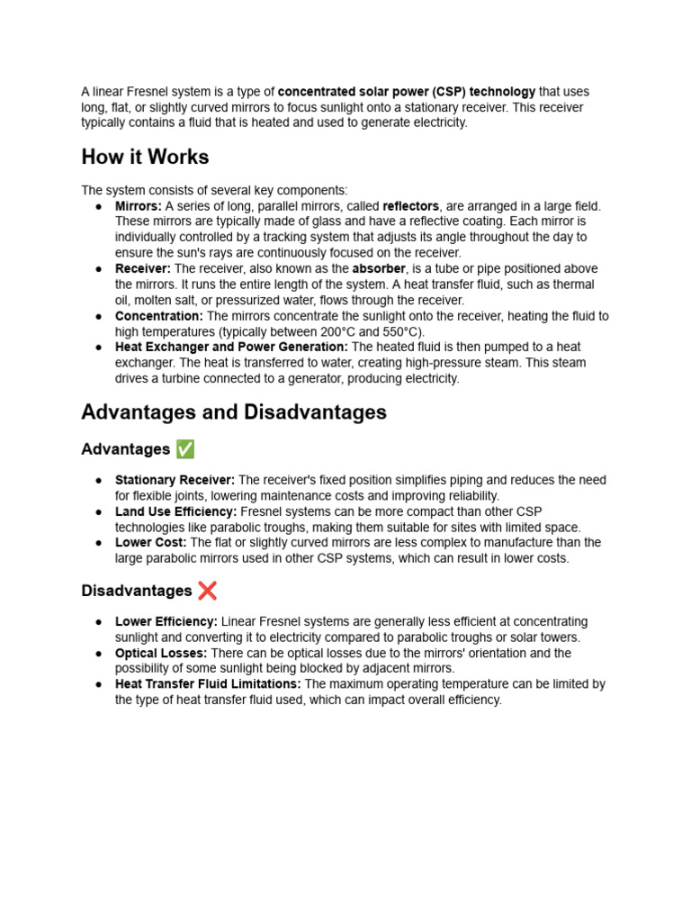 Linear Fresnel System | PDF