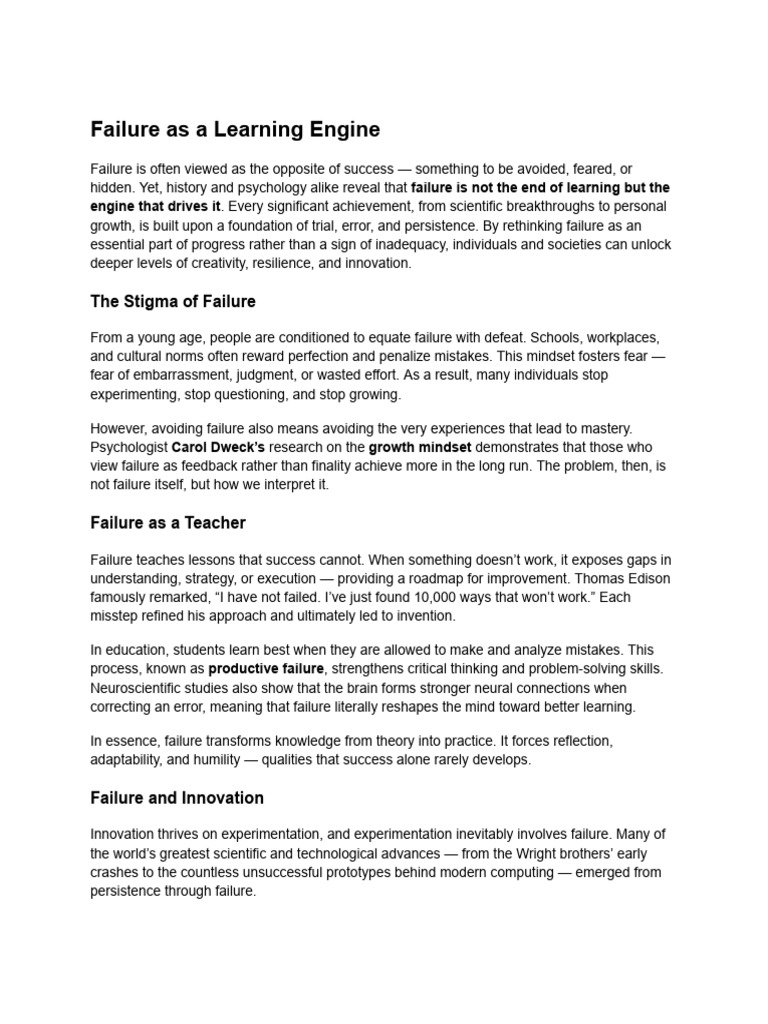 Embracing Failure for Growth and Innovation | PDF | Learning | Mindset