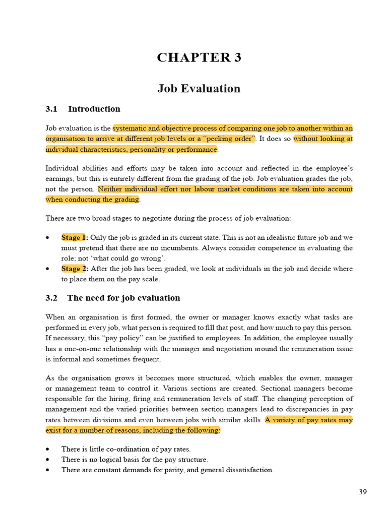 Chapter 3 Job Evaluation | PDF | Salary | Evaluation