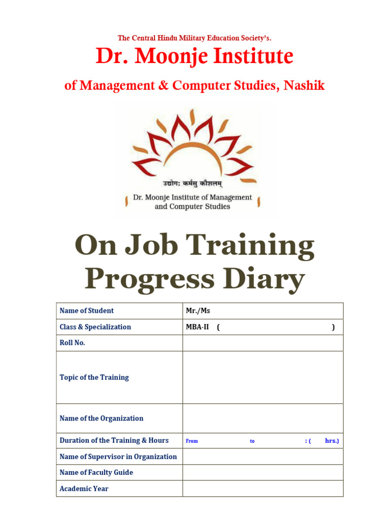 On Job Training Progress Diary Template | PDF