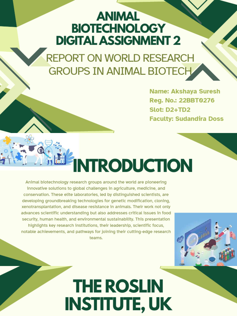 Animal Biotechnology REPORT ON WORLD RESEARCH GROUPS IN ANIMAL BIOTECH ...