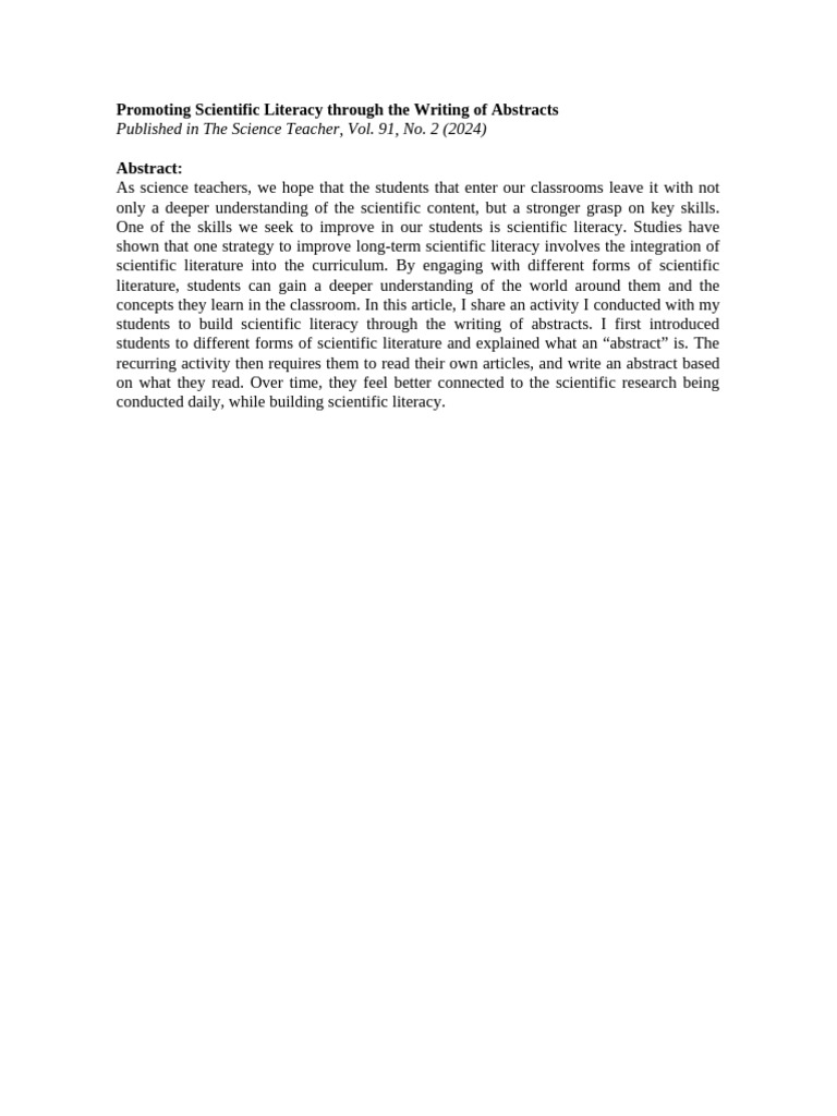 Enhancing Scientific Literacy via Abstracts | PDF