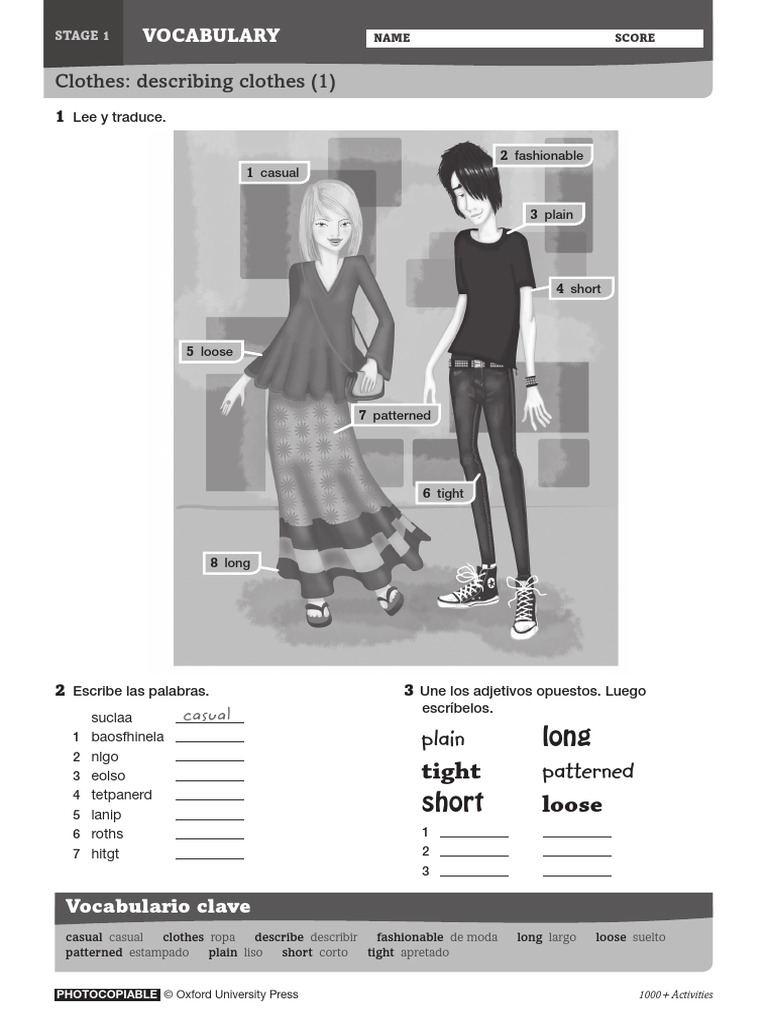 Stage 1 Clothes Describing Clothes 1 | PDF