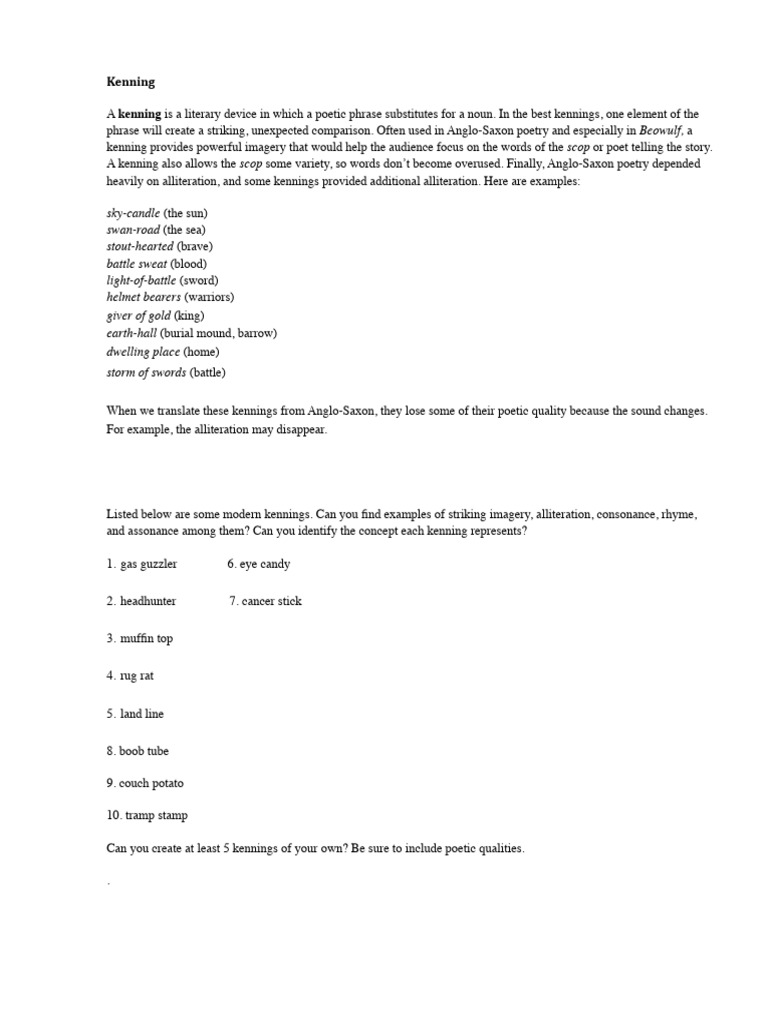 Understanding Kennings in Poetry | PDF