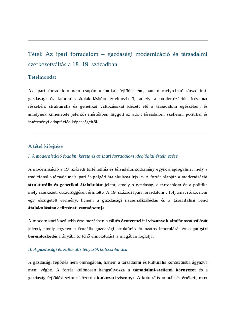 Az Ipari Forradalom És Hatása Európára | PDF