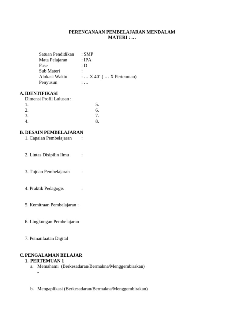 Template Modul Ajar Deep Learning | PDF