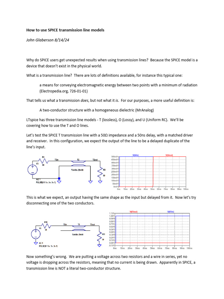 How To Use SPICE Transmission Lines | PDF | Transmission Line | Manufactured Goods