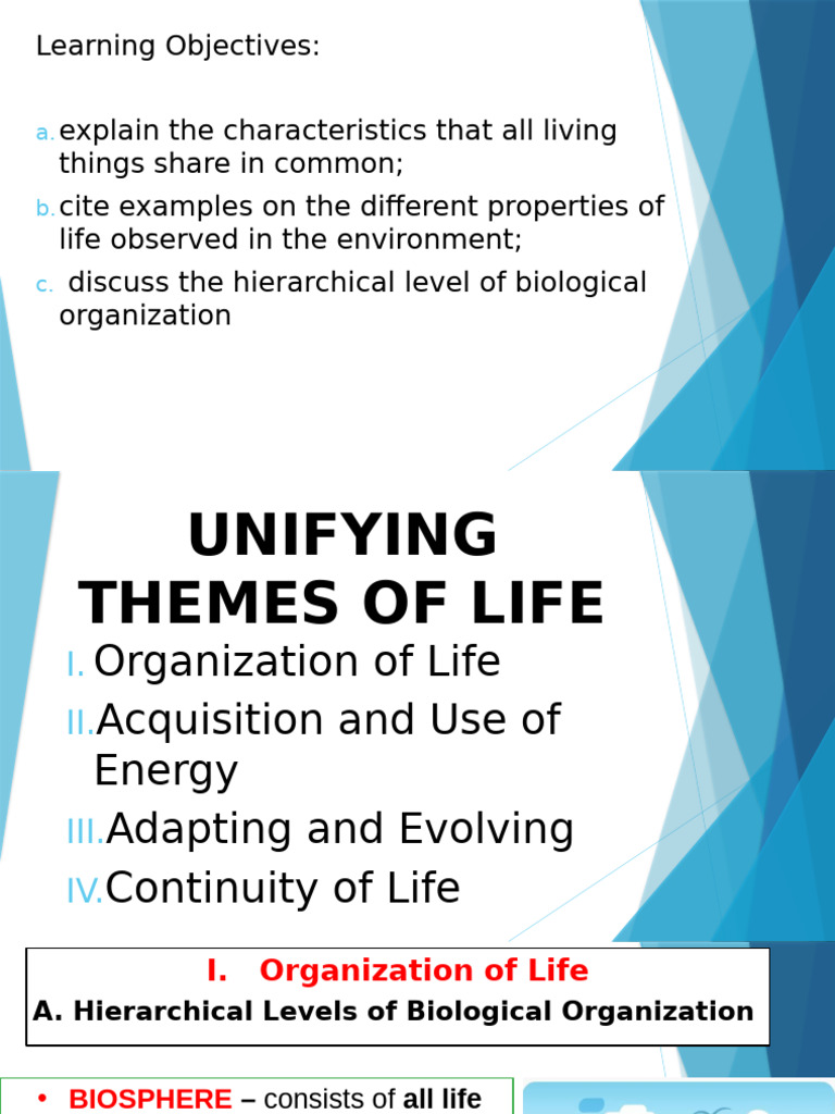 Unifying Themes of Life | PDF | Cell (Biology) | Life