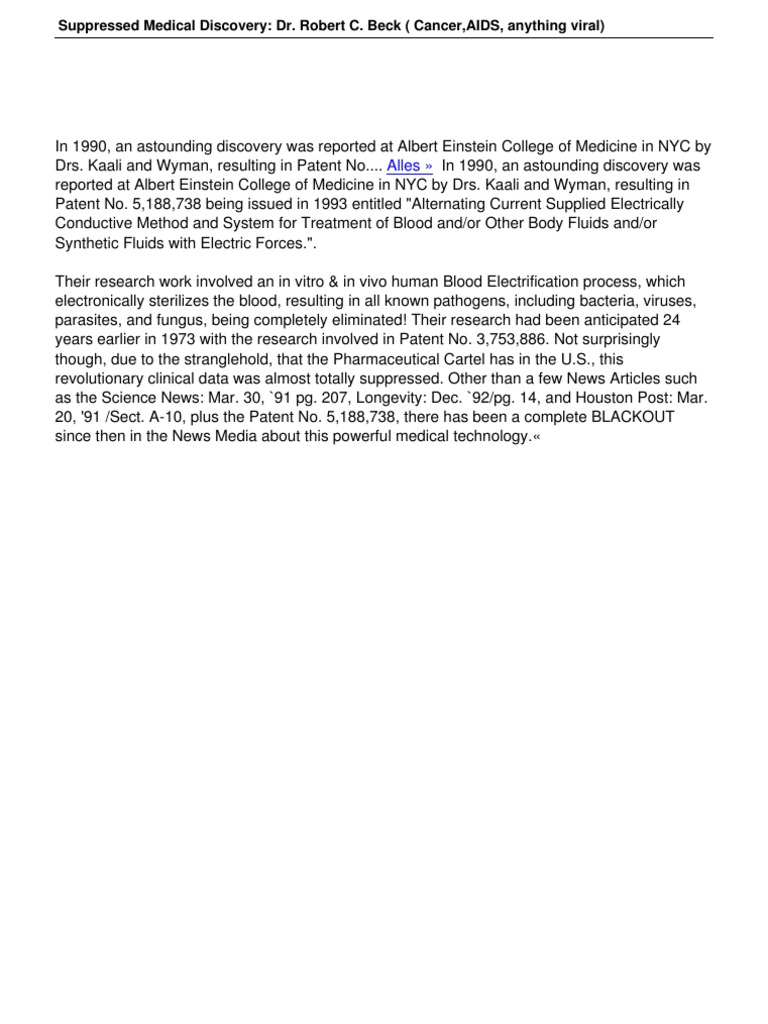 58 Suppressed Medical Discovery DR Robert C Beck Cancer Aids Anything ...