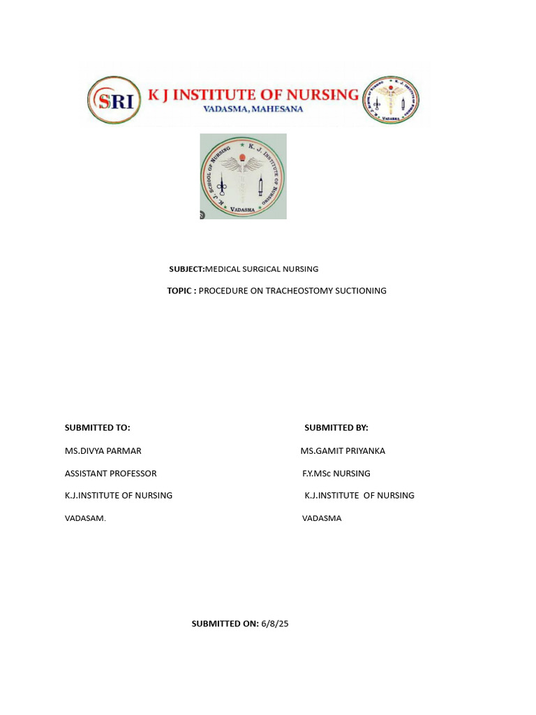 Tracheostomy Suctioning Procedure Guide | PDF | Respiratory Tract ...
