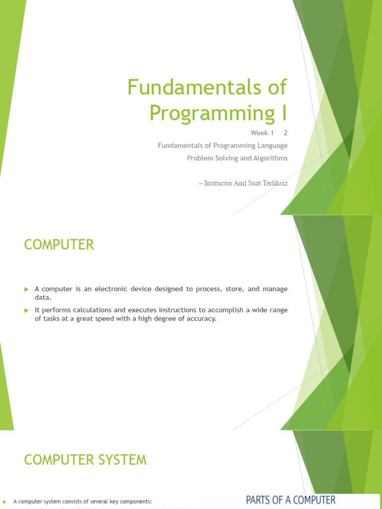 Fundamentals of Programming I - Week 01&02 | PDF | Source Code | Compiler