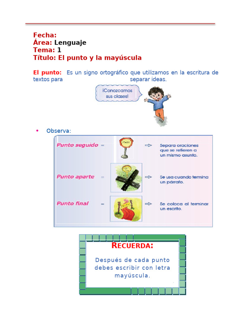 Tema 1 El Punto y La Mayúscula | PDF