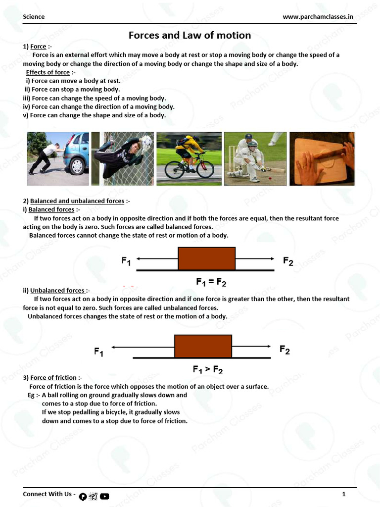 Forces and Laws of Motion Explained | PDF | Sound | Force