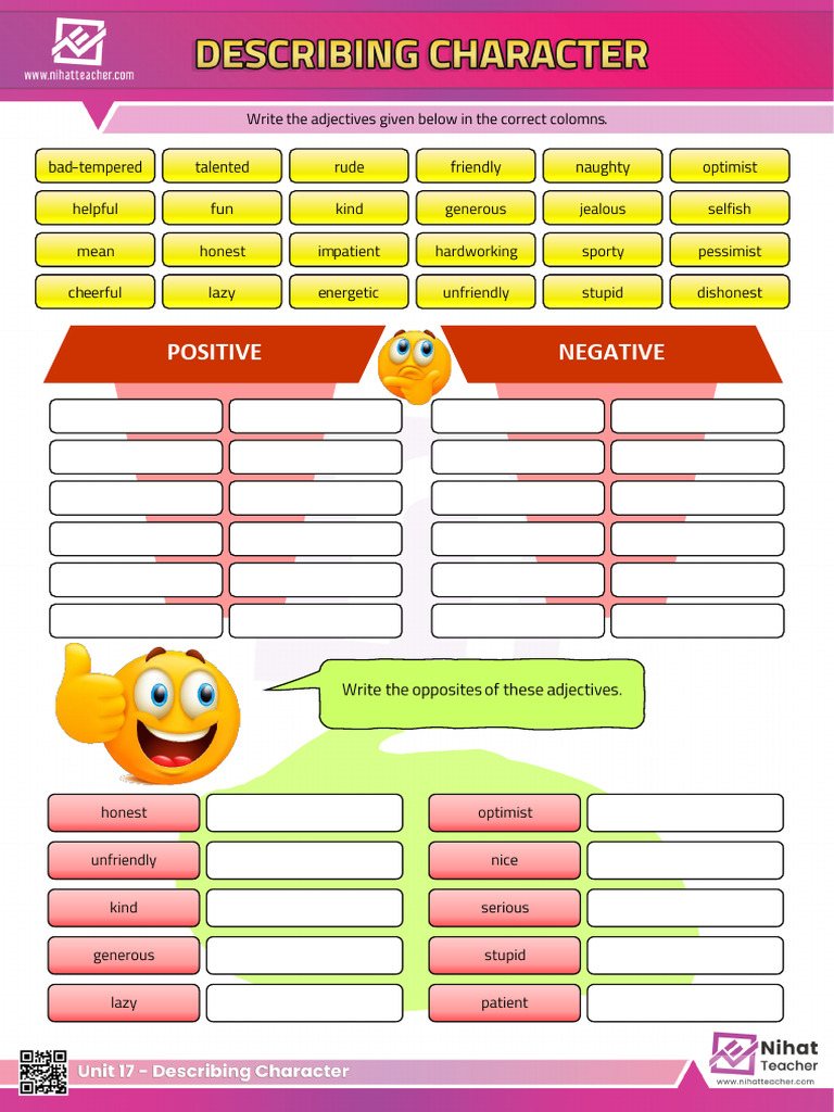 Unit 17 - Describing Character Worksheet 3 | PDF