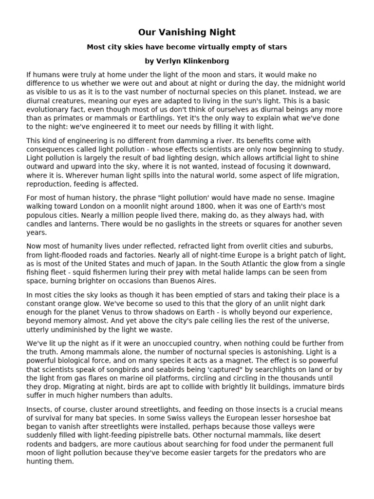 Our Vanishing Nights (1) Rian | PDF | Night | Zoology