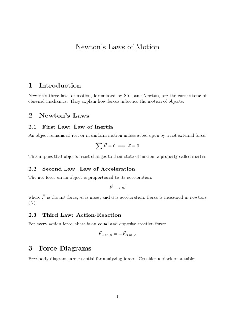 Newton's Laws of Motion | PDF | Force | Newton's Laws Of Motion
