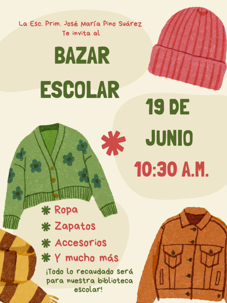 Volante Bazar Ropa de Segunda Mano Ilustrado Beige Verde | PDF