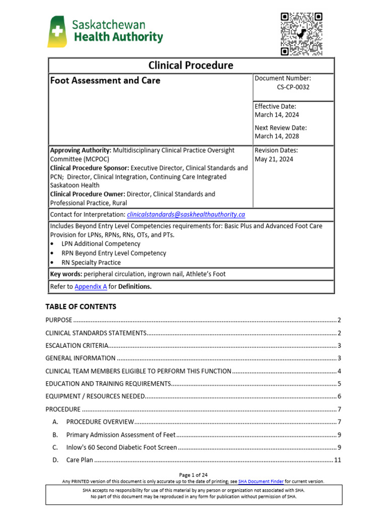 Foot Assessment and Care Guidelines | PDF | Nail (Anatomy) | Diabetes