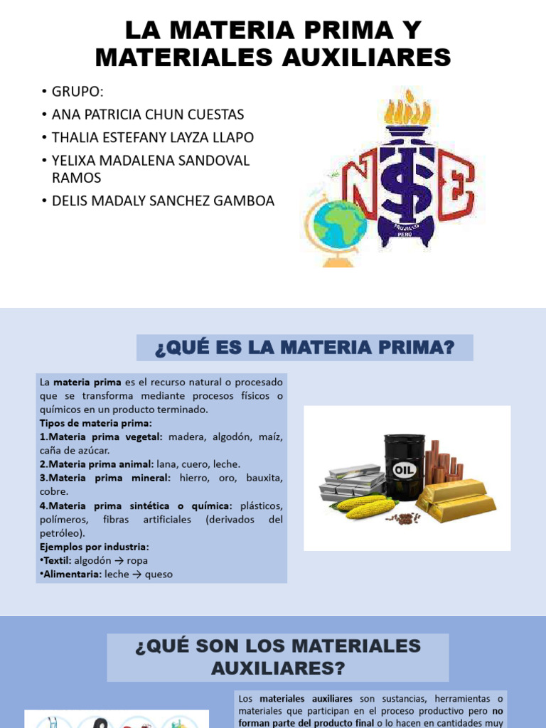 La Materia Prima y Materiales Auxiliares | PDF | Materia prima | Importar