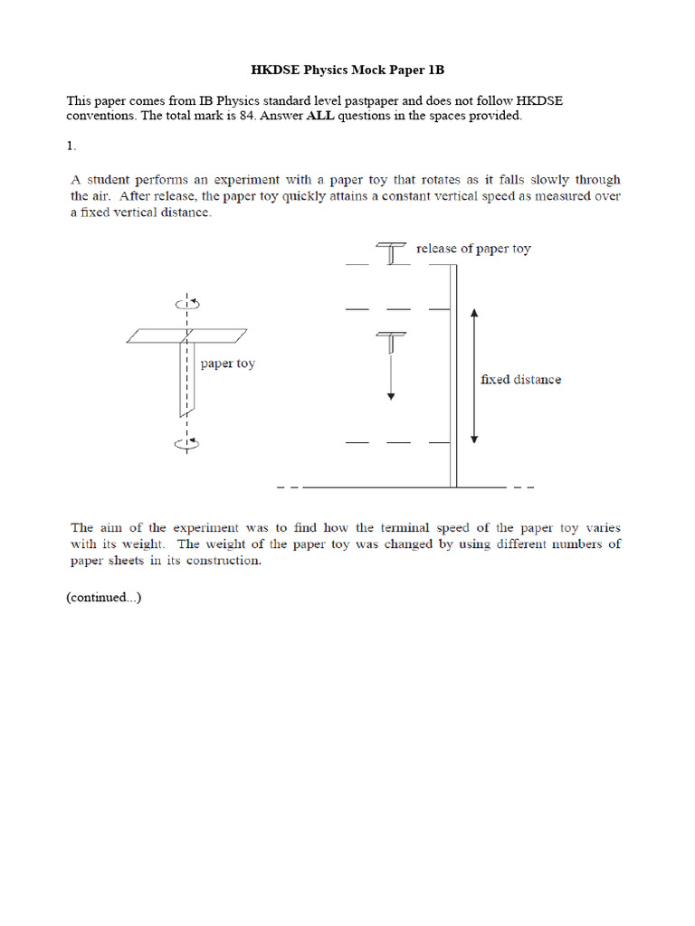 HKDSE Physics Mock Paper 1B.pdf | PDF