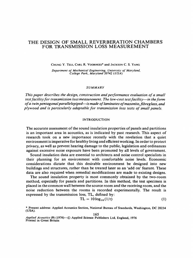 Small Reverberation Chambers Design | PDF | Acoustics | Classical Mechanics