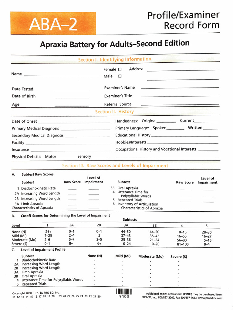 Apraxia Battery For Adult | PDF | Phoneme | Human Voice