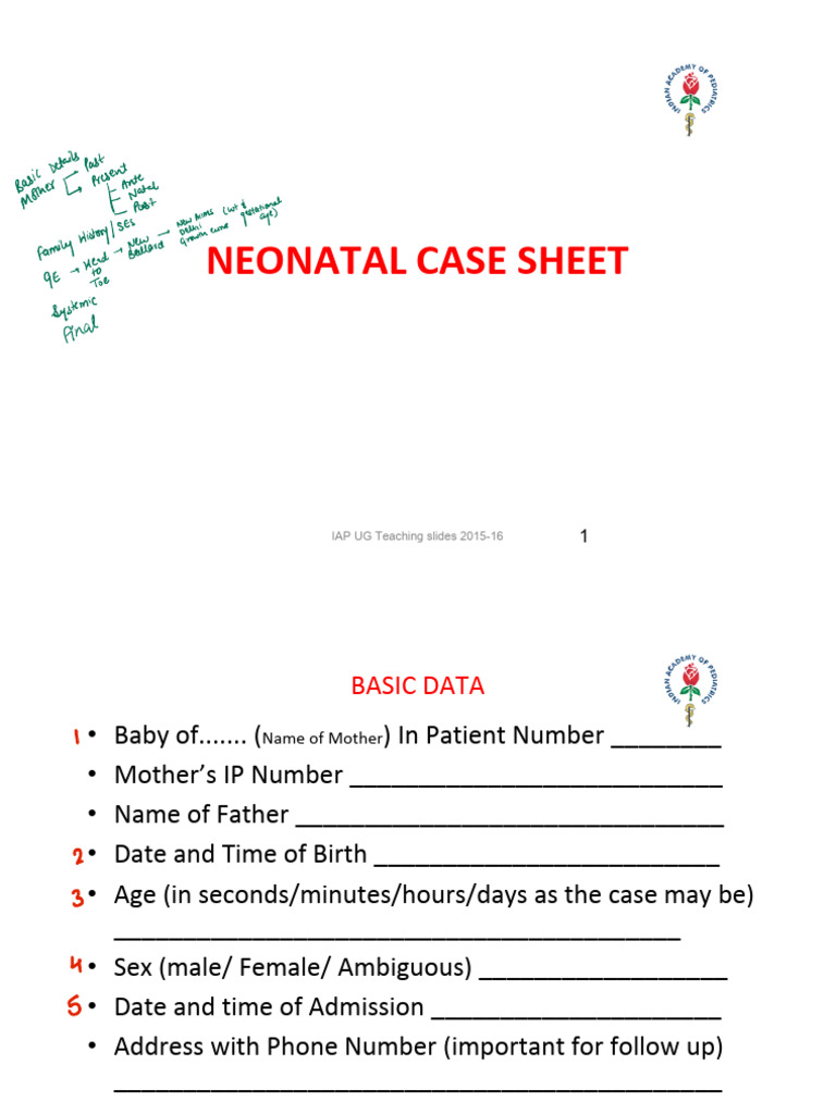 Neonatal Case Sheet Template 2015-16 | PDF | Childbirth | Pregnancy