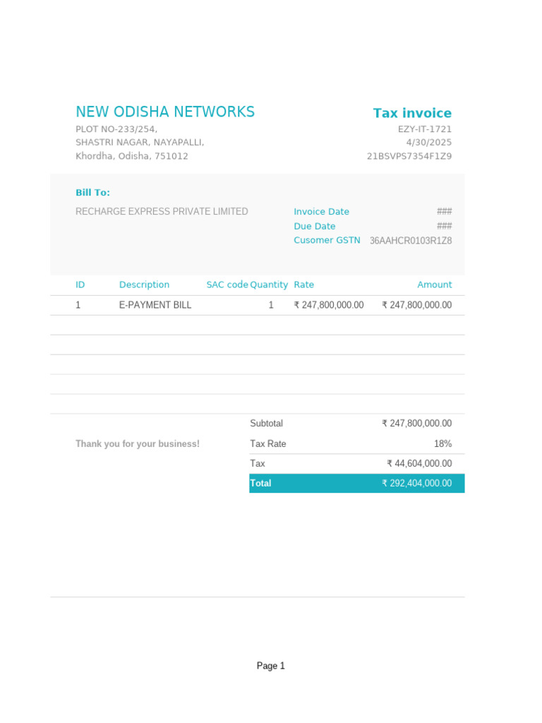 GST Bill Format | PDF