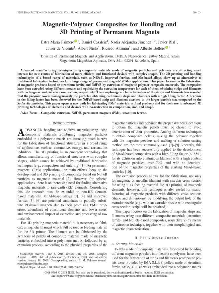 Magnetic-Polymer Composites For Bonding and 3D Printing of Permanent ...