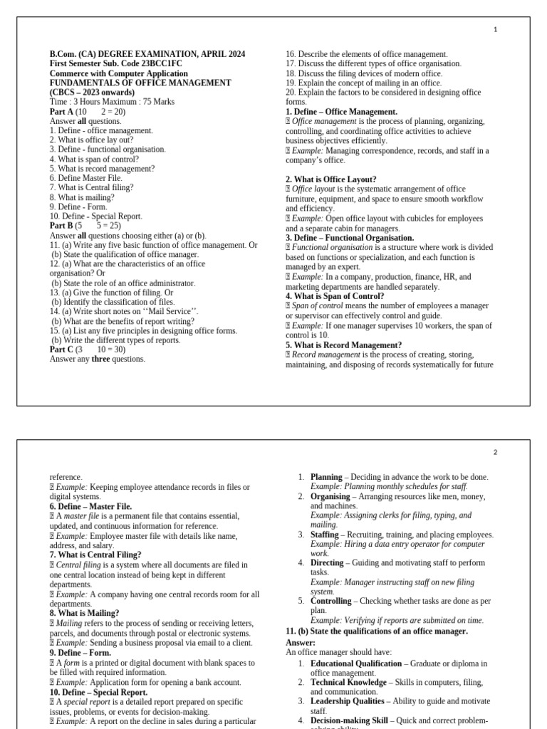 Office Management Fundamentals Exam Guide | PDF | Mail | Human Resources