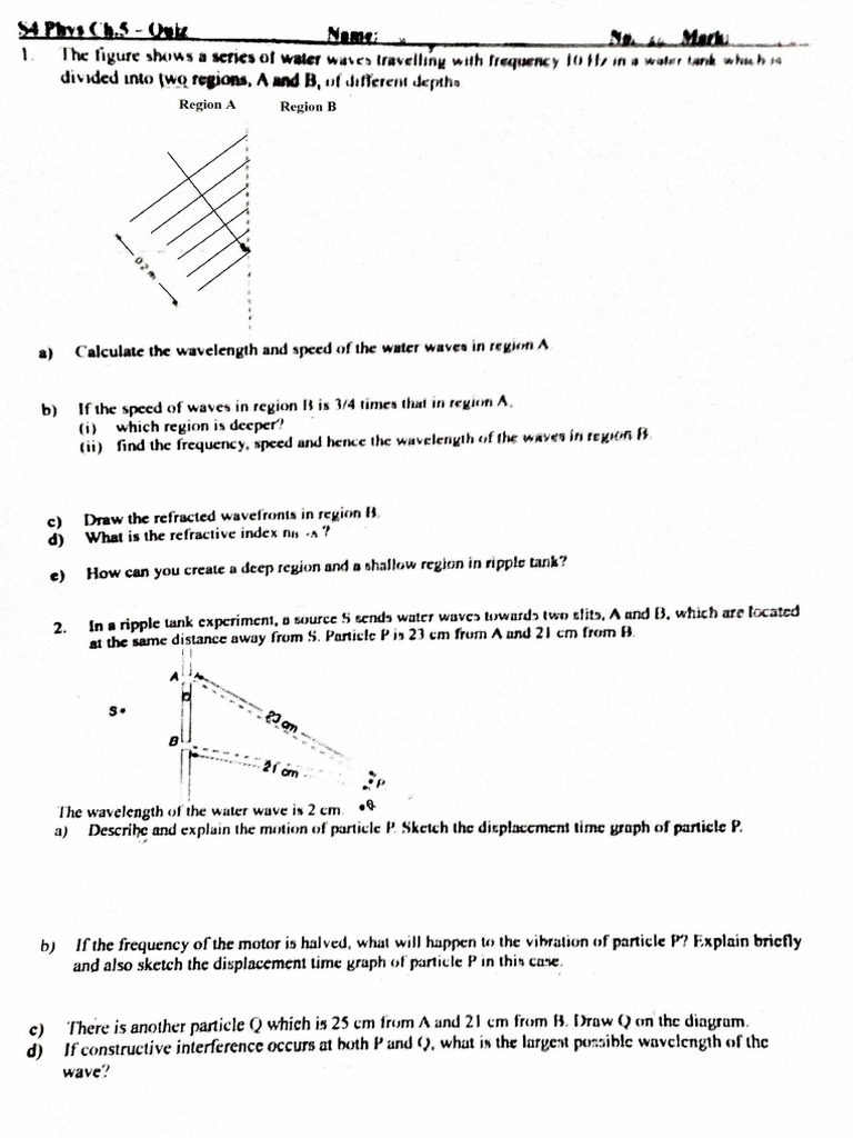 1819 Cfss f4 Phy Quiz (Wave) | PDF